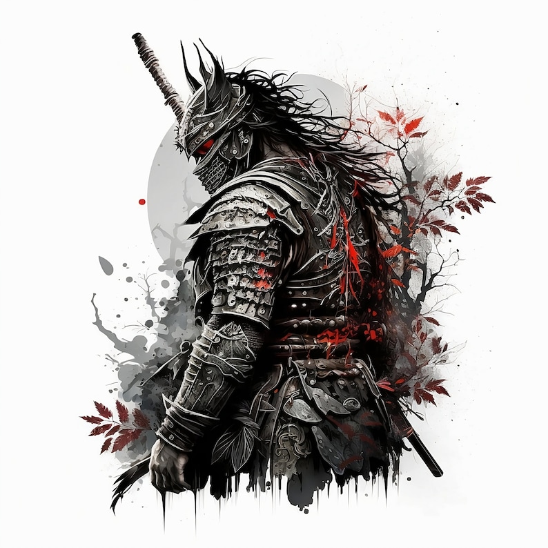 Samurai Tattoo Design White Background PNG File Download High ...