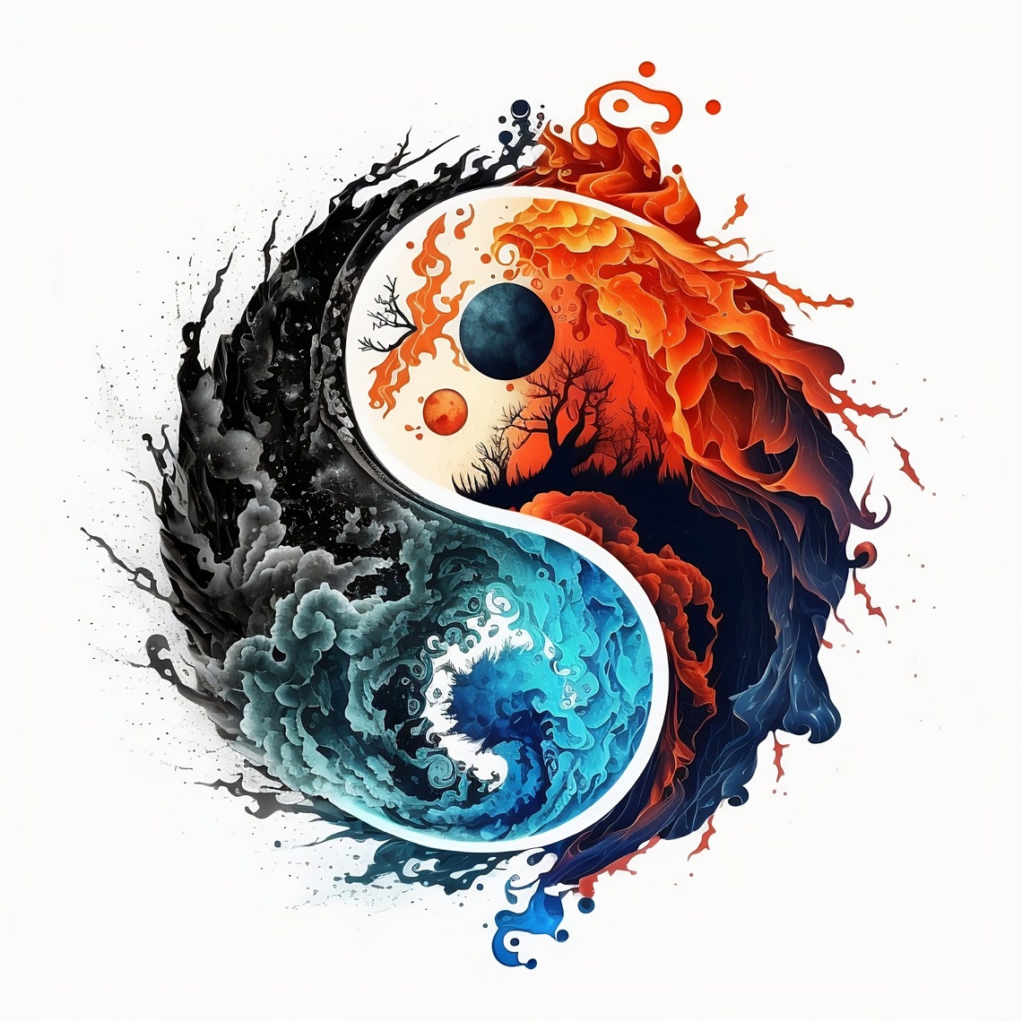Yin Yang Tattoo Design White Background PNG File Download High ...