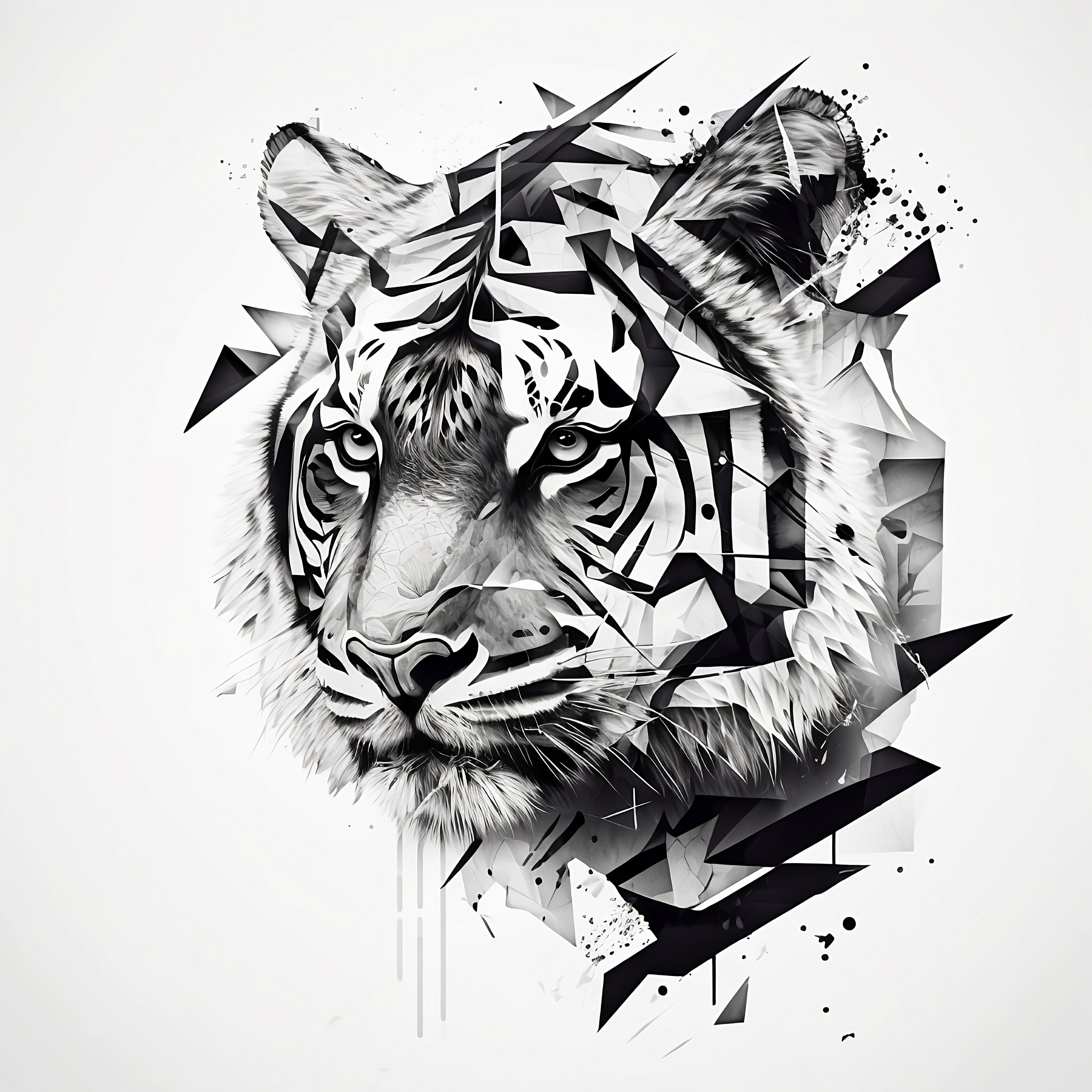Geometric Tiger Drawing