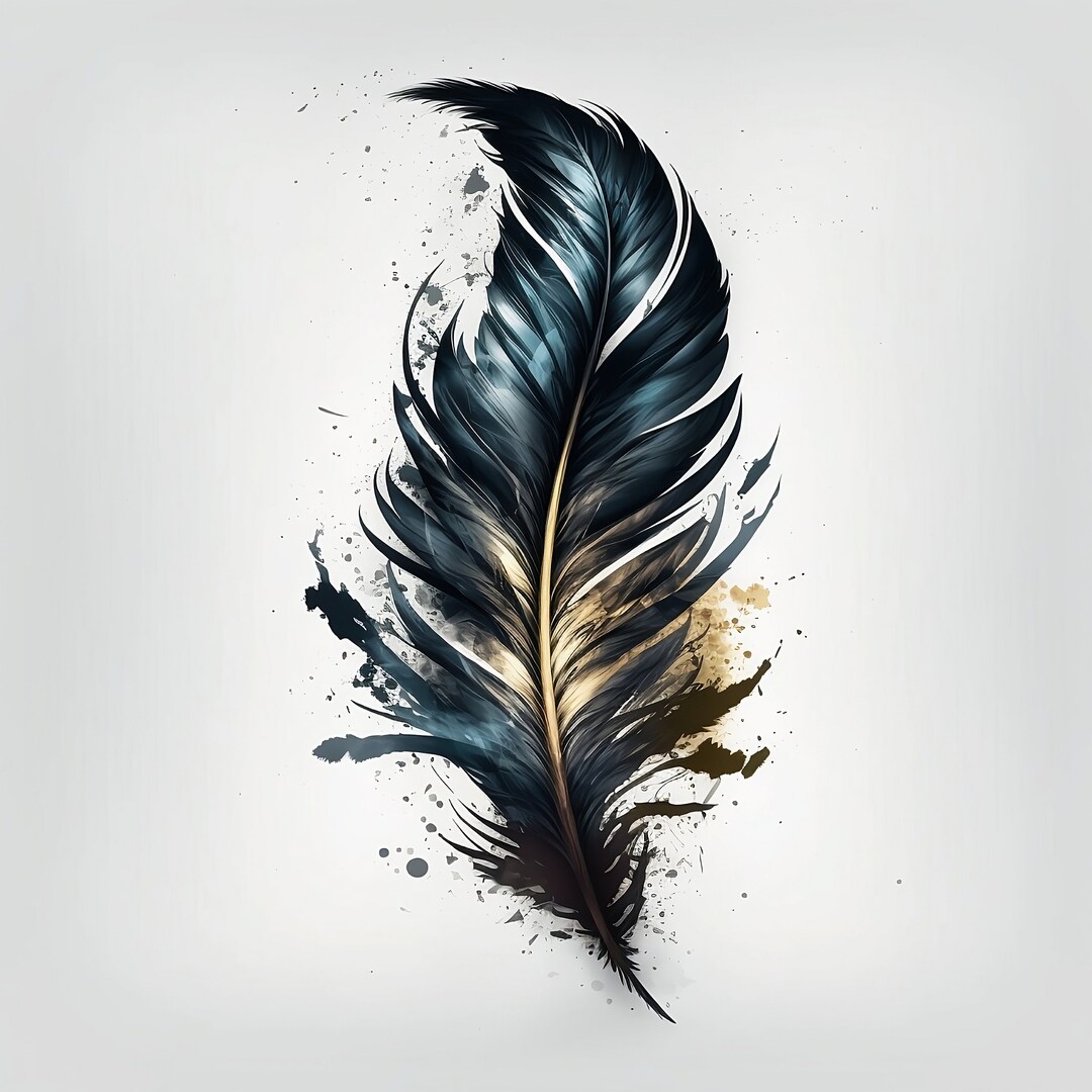 Feather Tattoo Design White Background PNG File Download High ...
