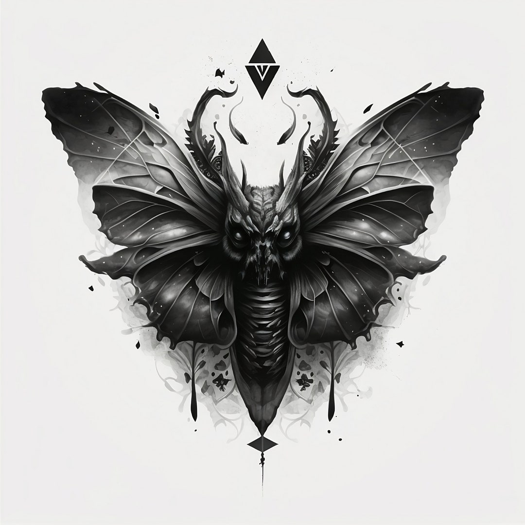 Moth Tattoo Design White Background PNG File Download High Resolution ...
