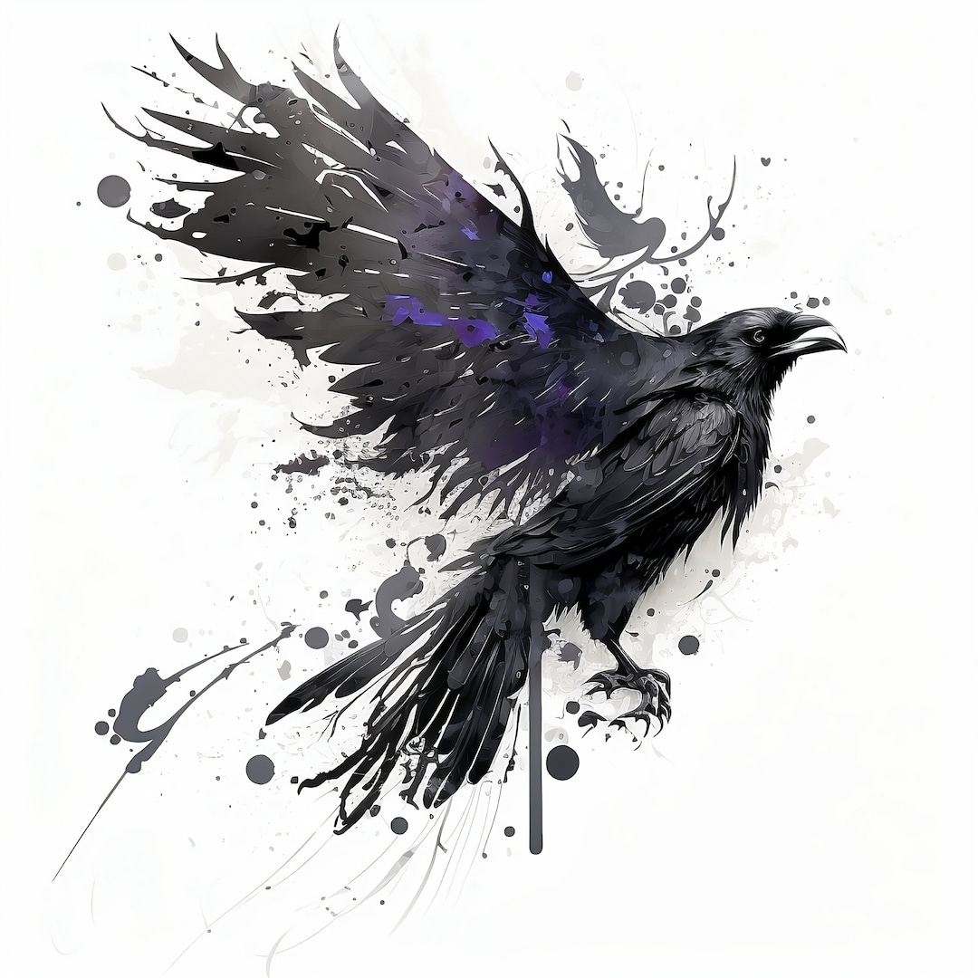 Raven Tattoo Design White Background PNG File Download High Resolution ...