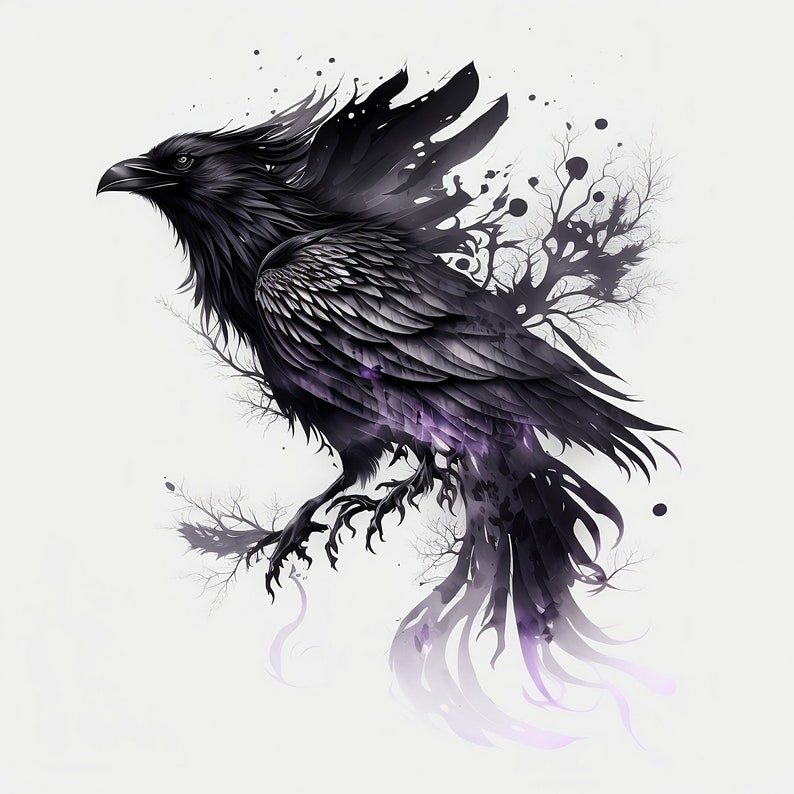 Raven Tattoo Design White Background PNG File Download High Resolution ...