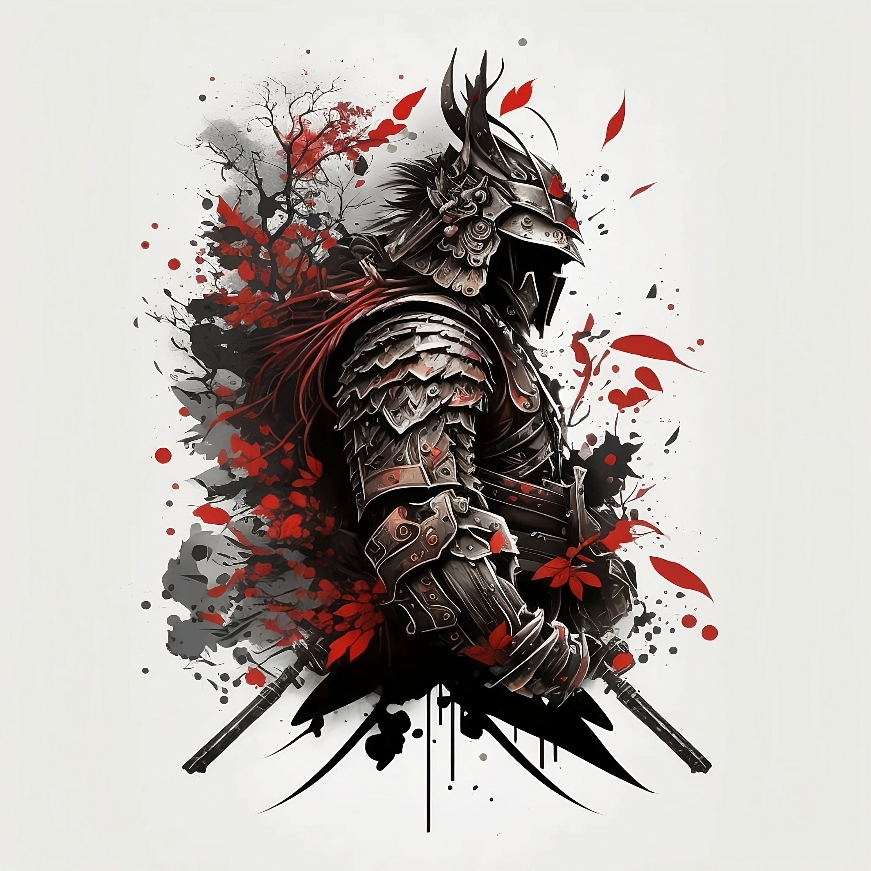 Samurai Tattoo Design White Background PNG File Download High ...