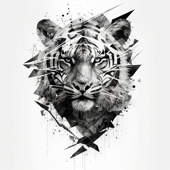 White Tiger Tattoo Stencil
