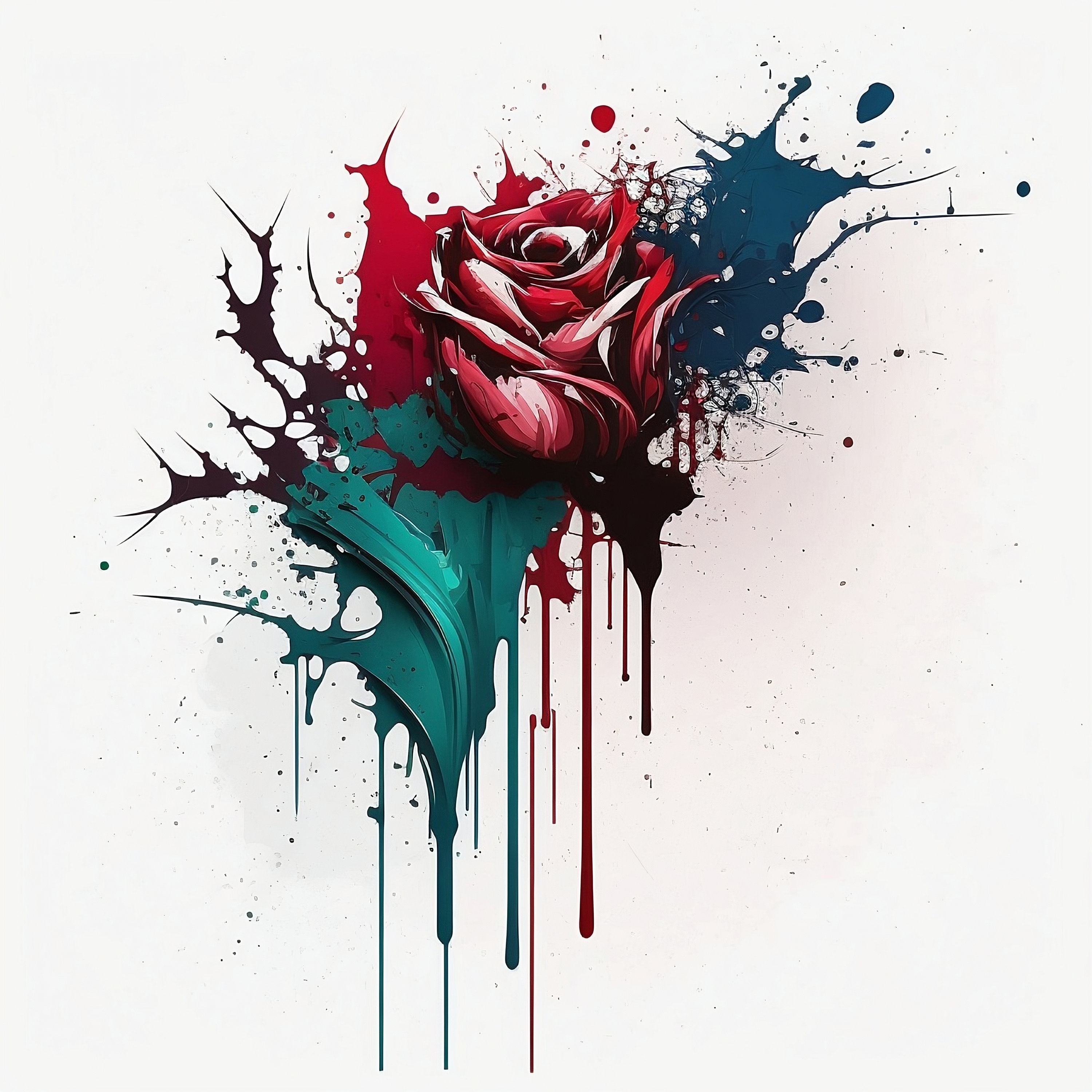 Paint Brush Stroke Rose Tattoo Design White Background PNG File ...