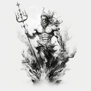 Poseidon Tattoo Design White Background PNG File Download High ...