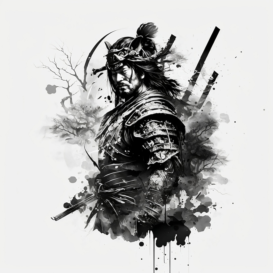 Samurai Tattoo Design White Background PNG File Download High ...