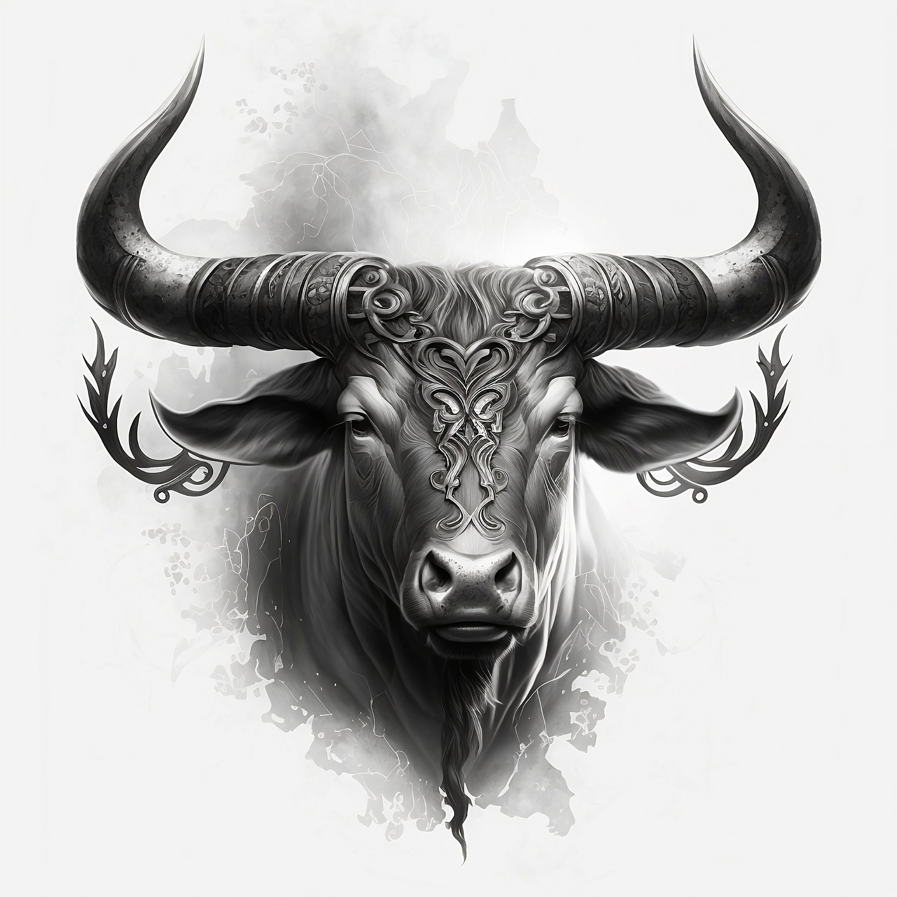 Bull Tattoo Design White Background PNG File Download High Resolution ...