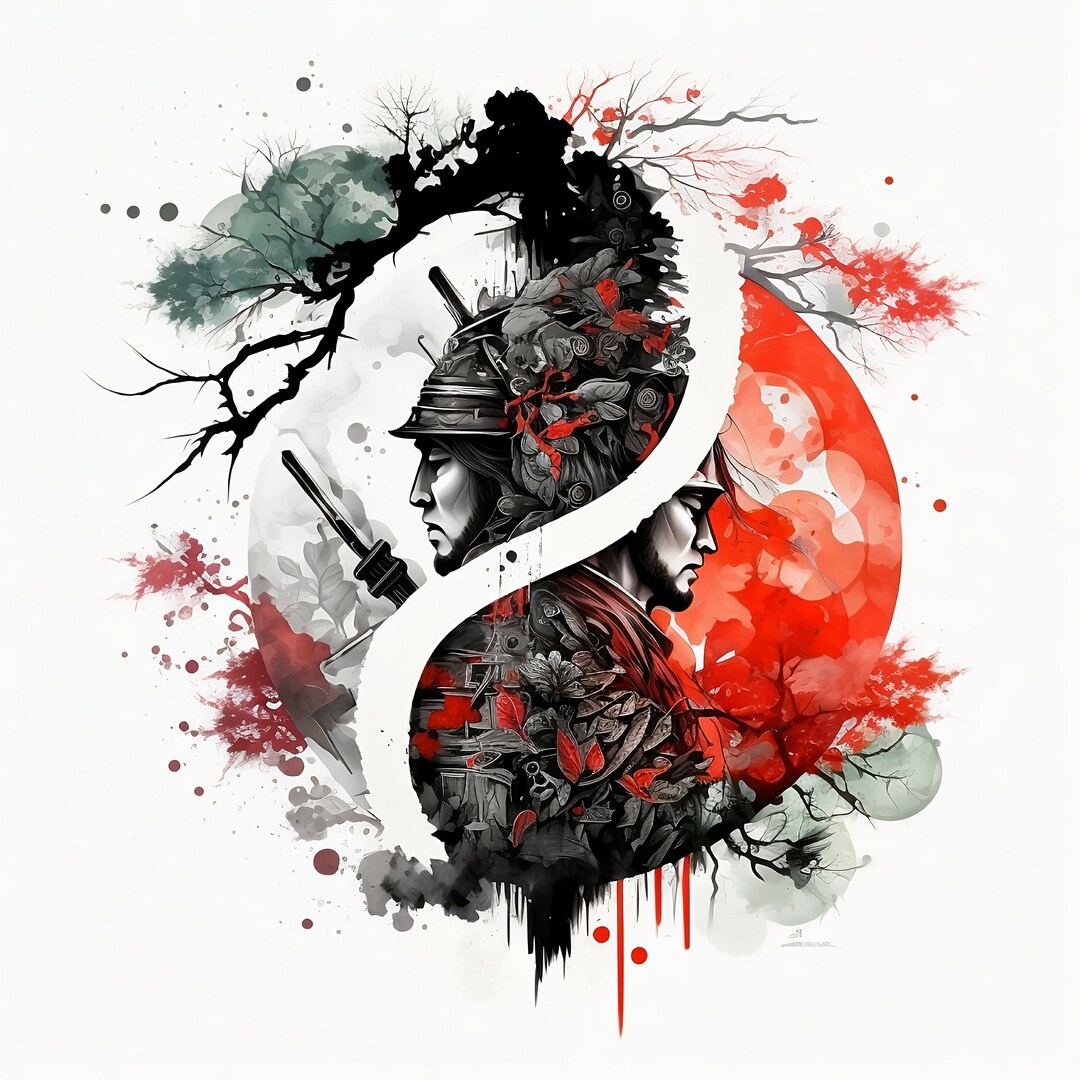 Samurai Tattoo Design White Background PNG File Download High ...