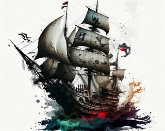 Medieval Ship Tattoo Design Transparent Background Download Detailed ...