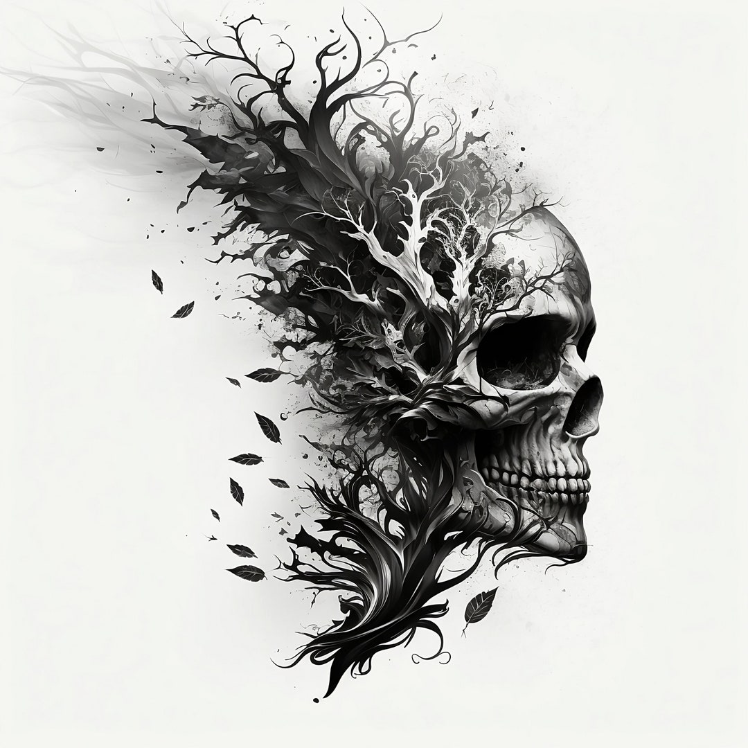 Skull Tattoo Design White Background PNG File Download High Resolution
