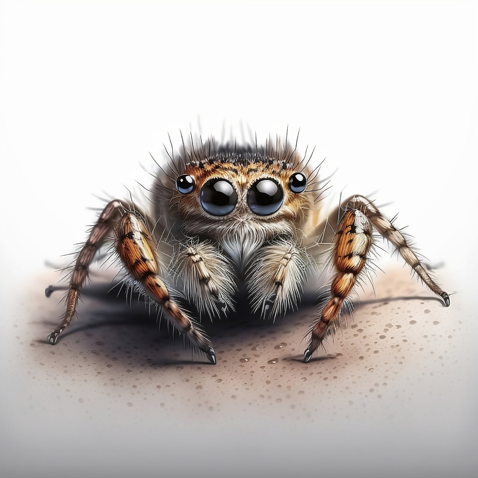 Cute Jumping Spider Tattoo Design White Background PNG File Download ...