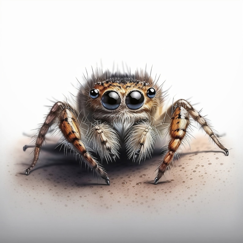 Cute Jumping Spider Tattoo Design White Background PNG File Download ...