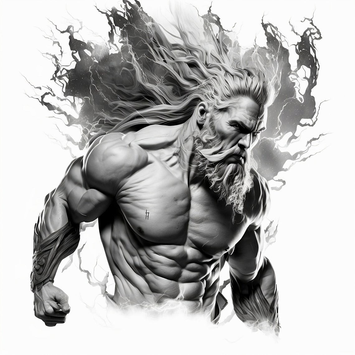 Zeus Tattoo Design White Background PNG File Download High Resolution ...