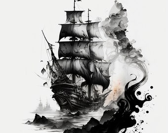 Medieval Ship Tattoo Design Transparent Background Download Detailed ...