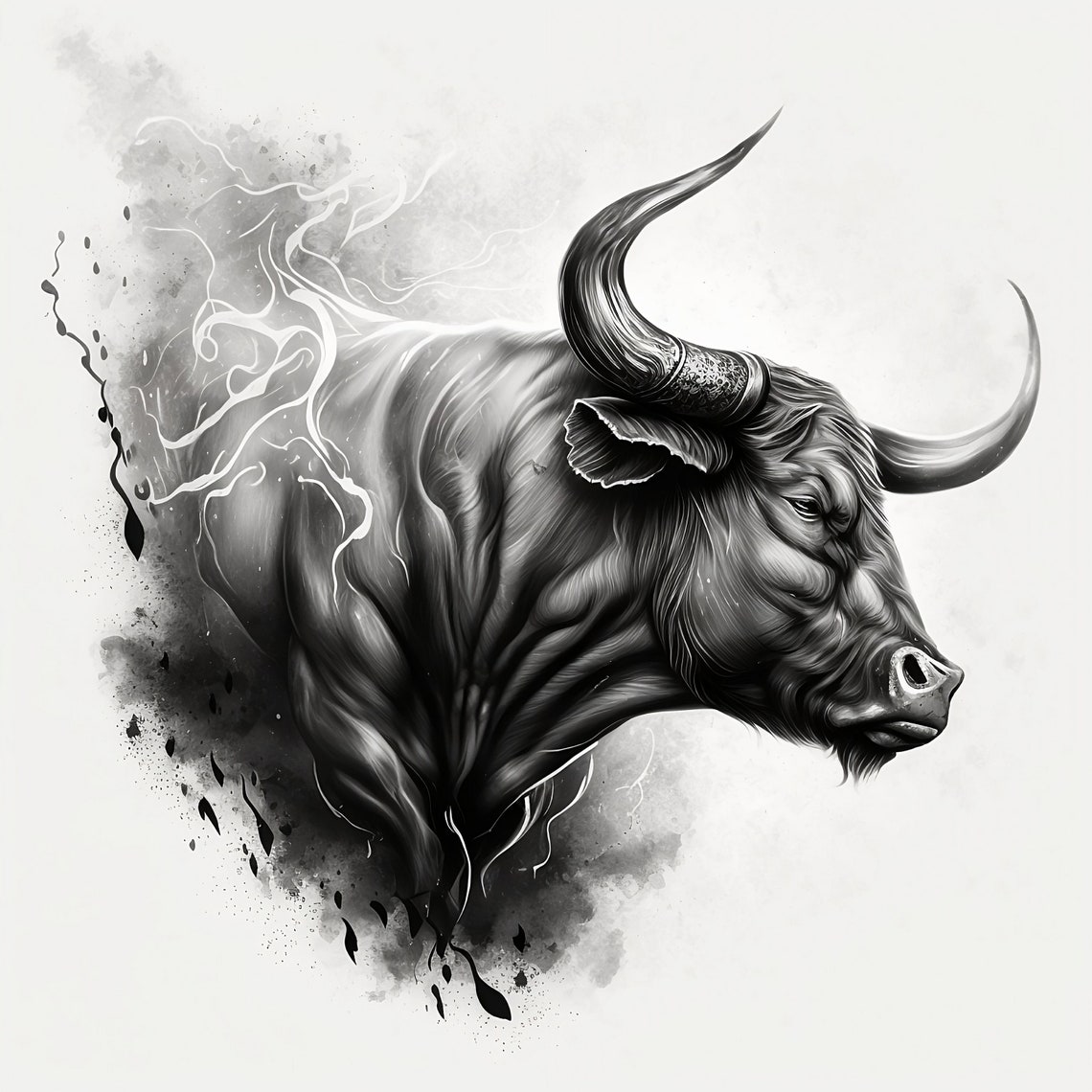 Bull Tattoo Design White Background PNG File Download High Resolution ...