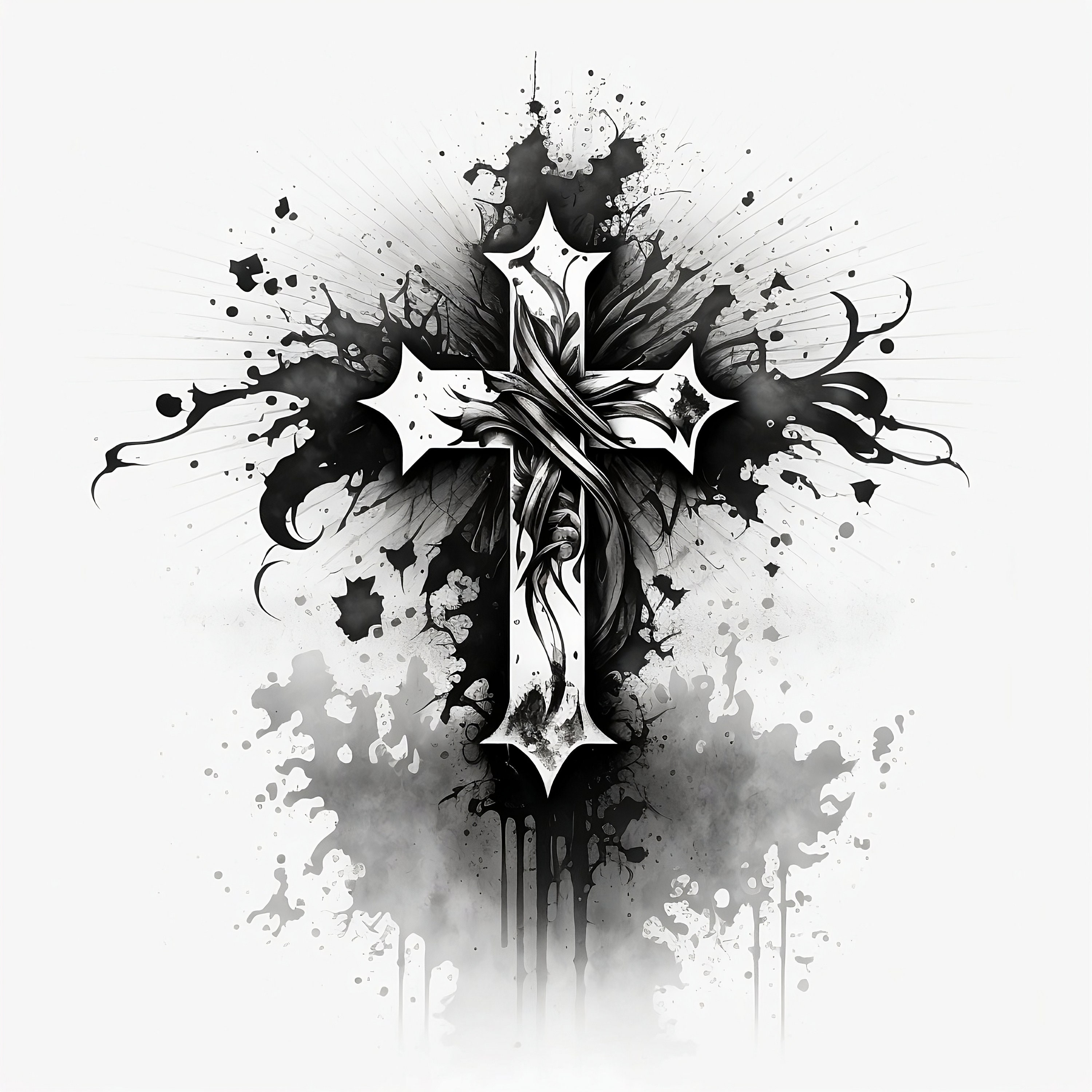 Cross Tattoo Design White Background PNG File Download High Resolution ...