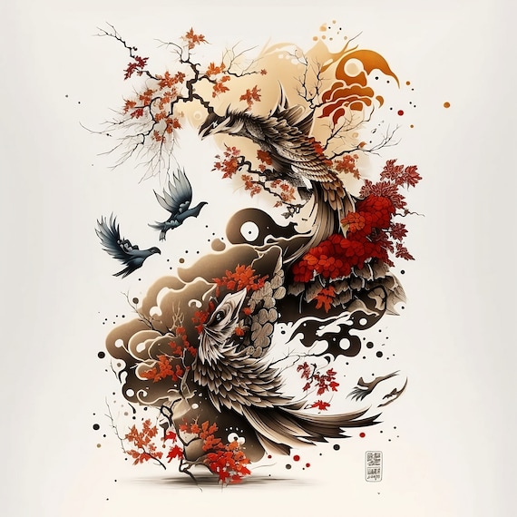 Japanese Style Phoenix Tattoo Designs