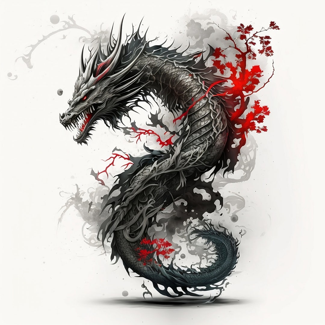 Dragon Tattoo Design White Background PNG File Download - Etsy