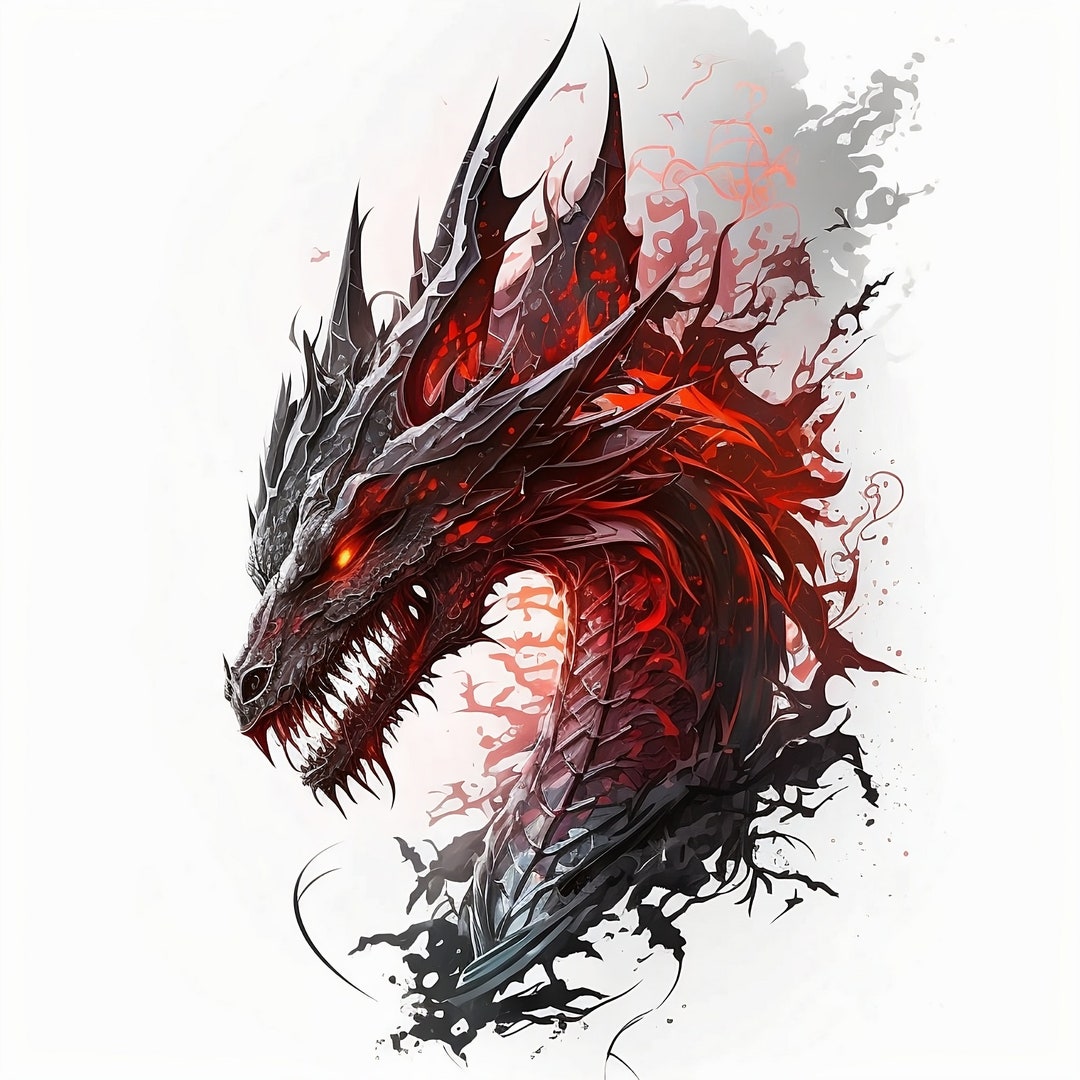 Dragon Tattoo Design White Background PNG File Download High Resolution ...