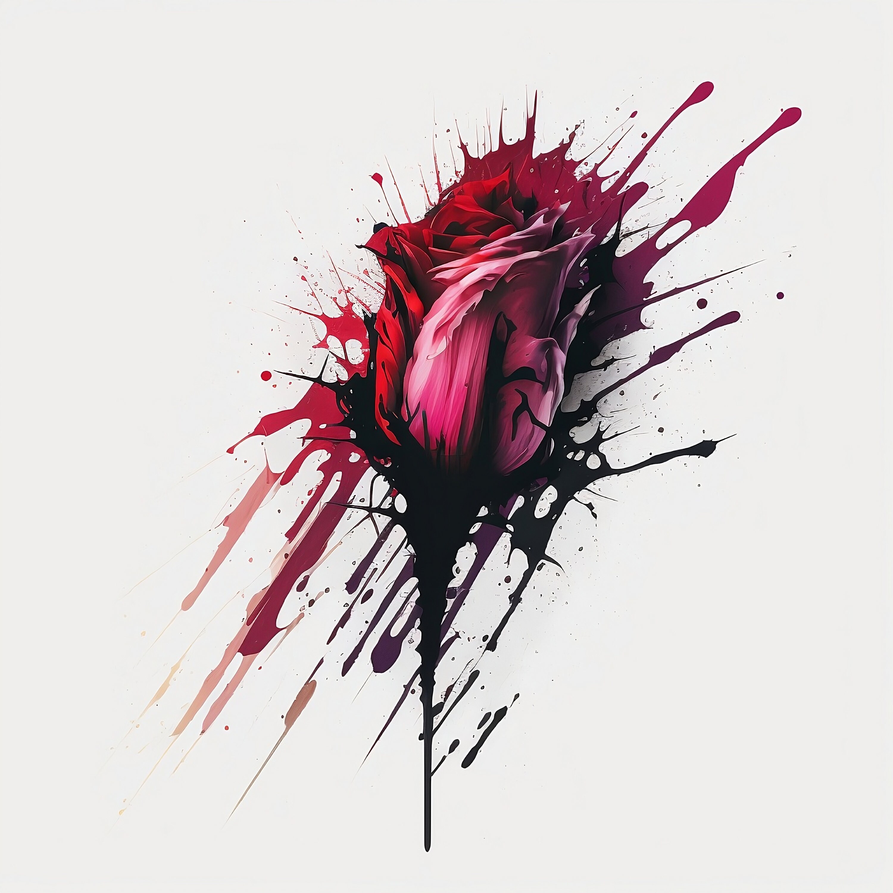 Paint Brush Stroke Rose Tattoo Design White Background PNG File ...