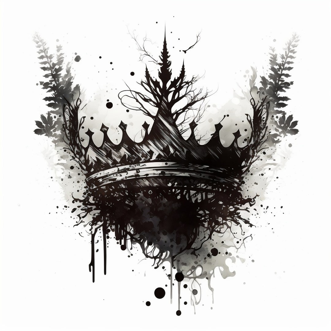Crown Tattoo Design White Background PNG File Download High Resolution ...
