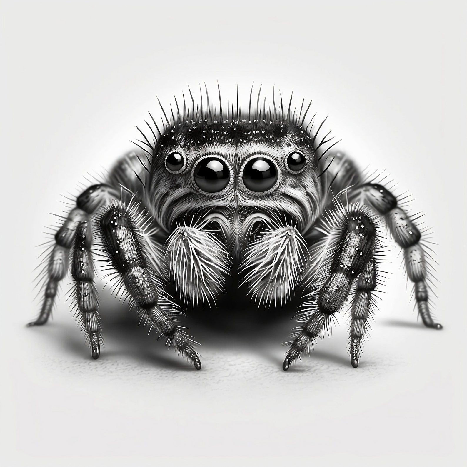 Cute Jumping Spider Tattoo Design White Background PNG File Download ...