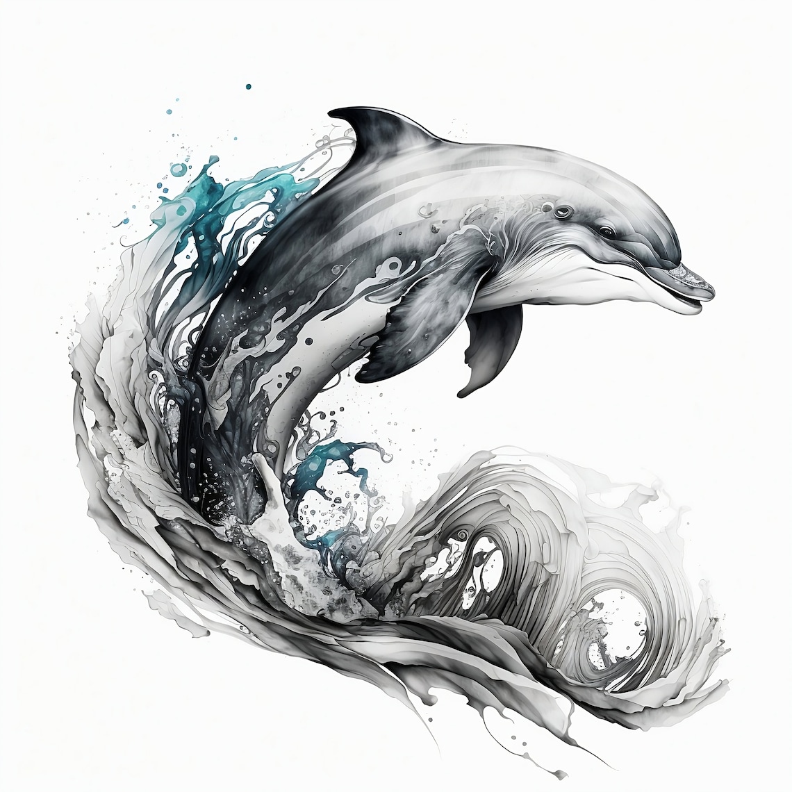 Dolphin Tattoo Design White Background PNG File Download High ...