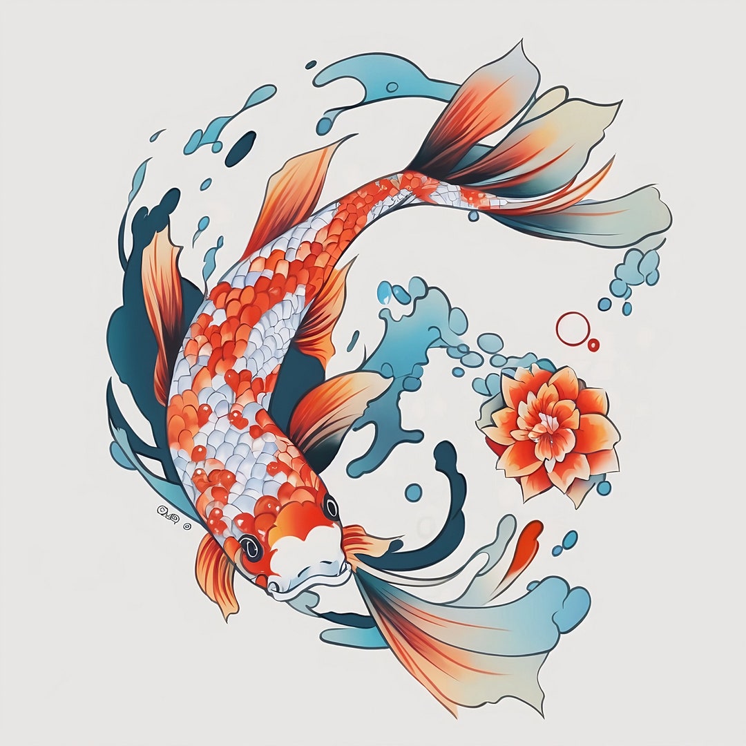 Koi Fish Tattoo Design White Background PNG File Download High ...