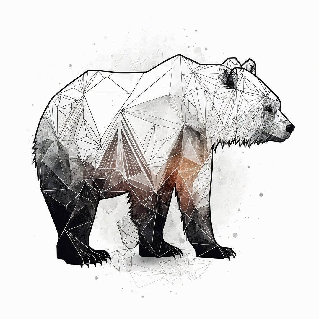Geometric Bear Tattoo Design White Background PNG File Download High ...