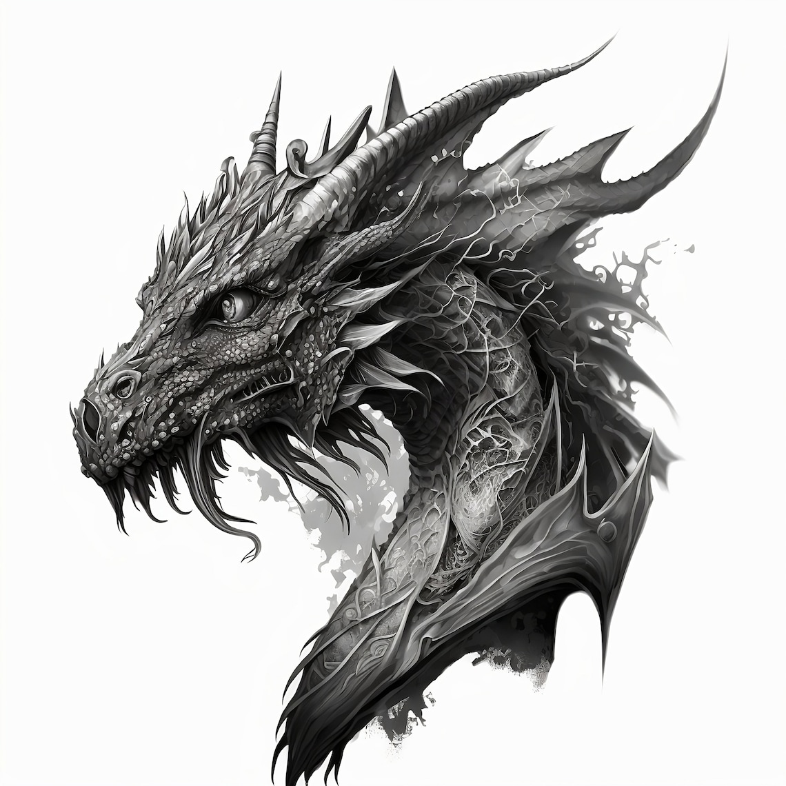 Dragon Tattoo Design White Background PNG File Download High Resolution ...