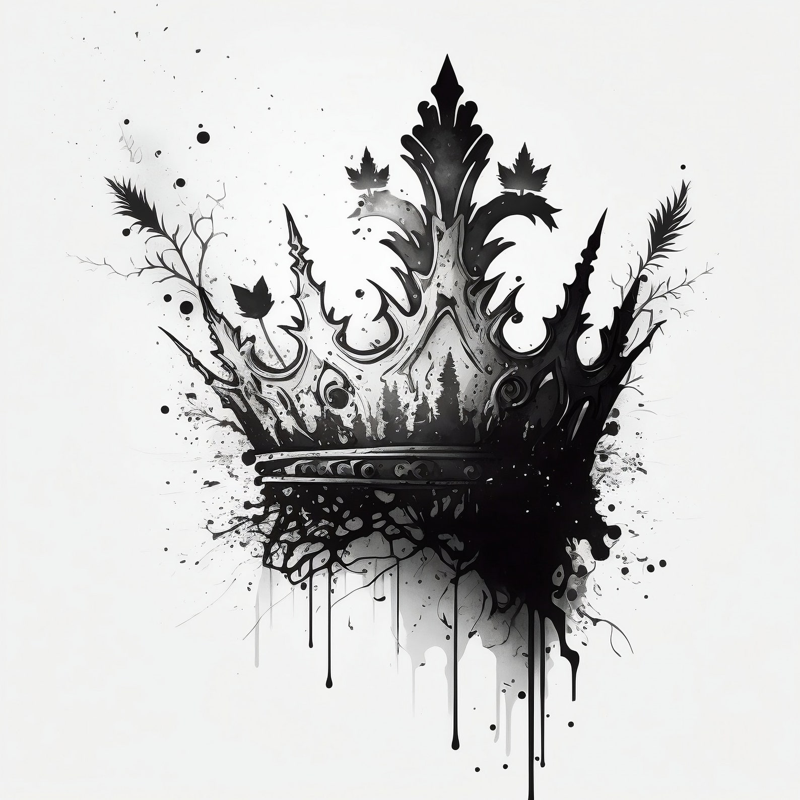 Crown Tattoo Design White Background PNG File Download High Resolution ...