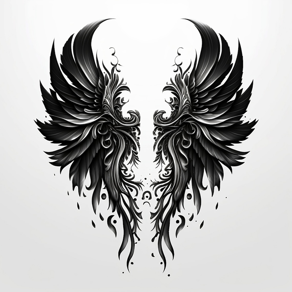 Wings Tattoo Design White Background PNG File Download High Resolution ...