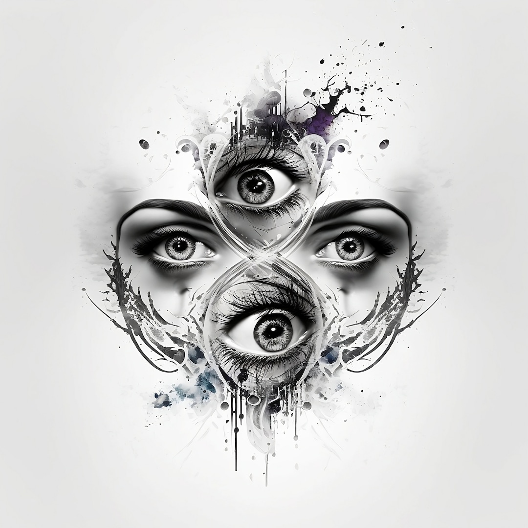 Seeing Double Tattoo Design White Background PNG File Download High ...