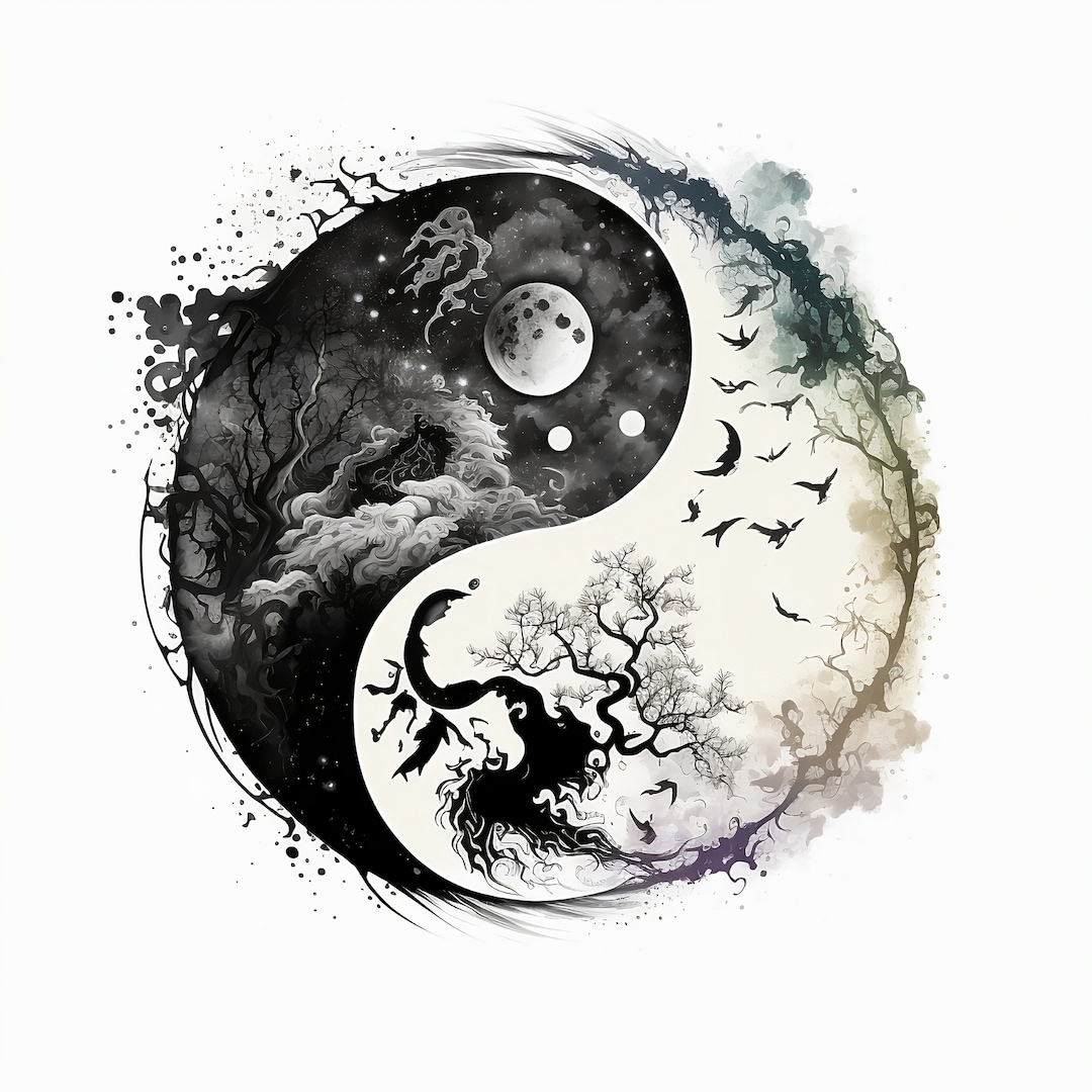 Yin Yang Tattoo Design White Background PNG File Download High ...