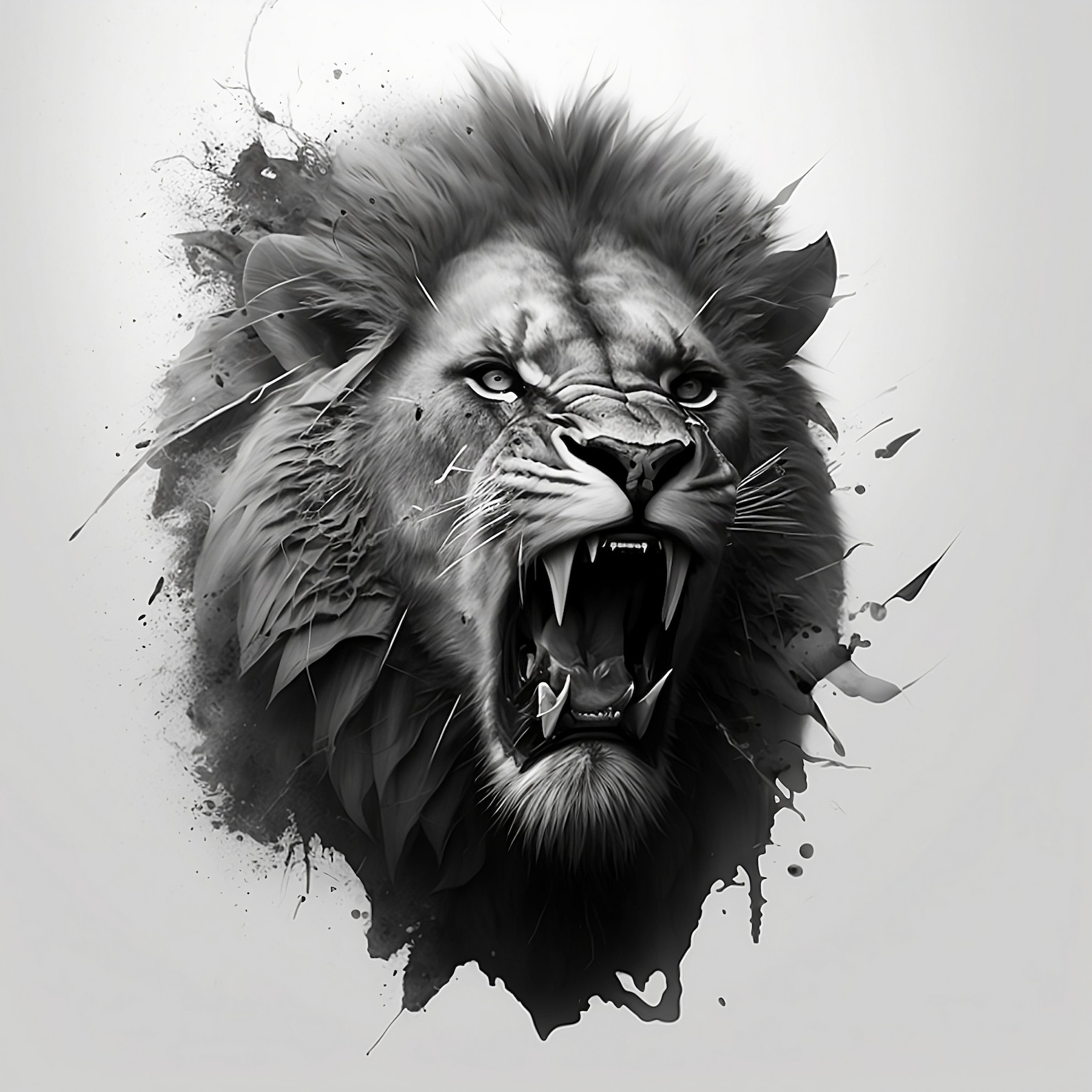 Lion Tattoo Design White Background PNG File Download High Resolution ...