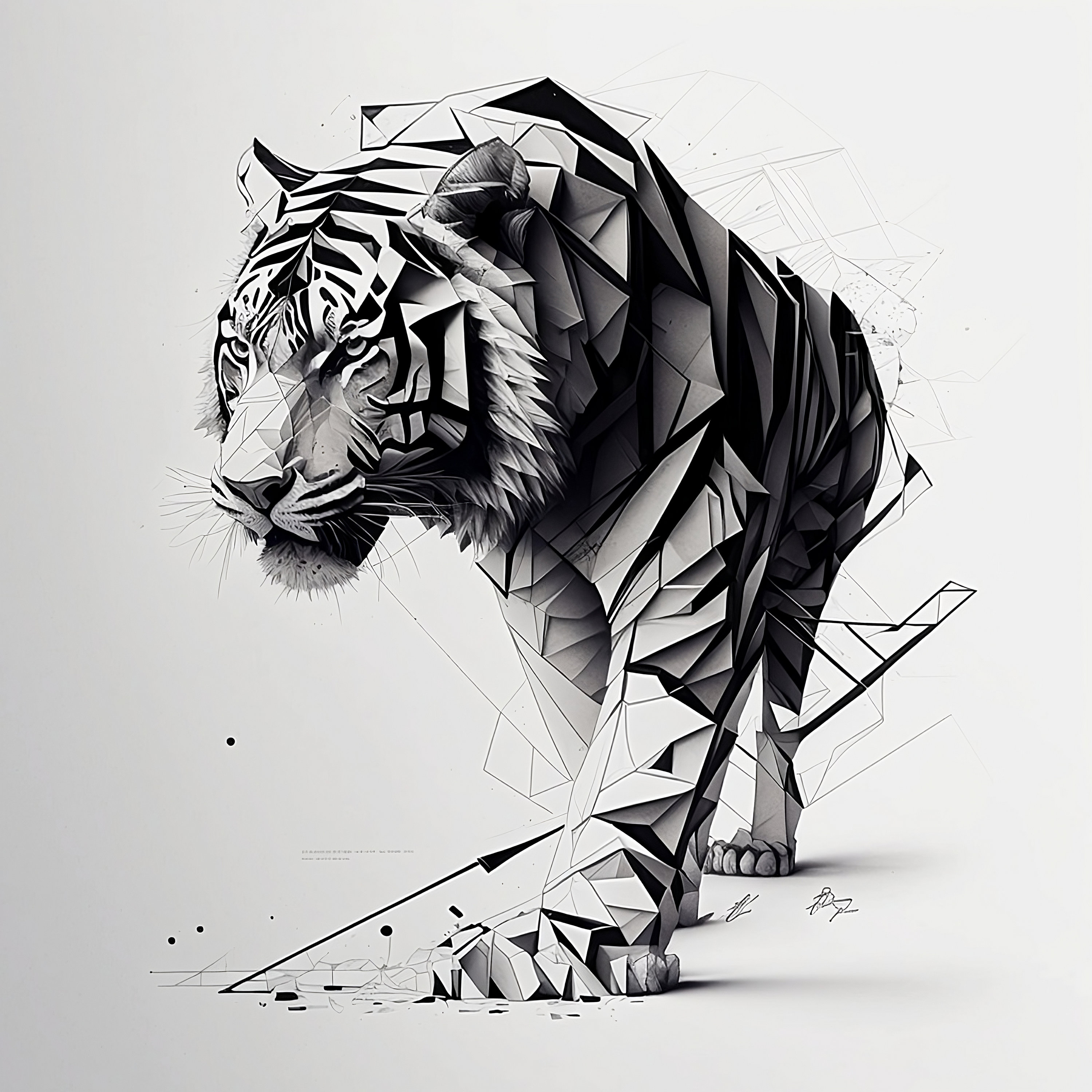 Geometric Tiger Drawing