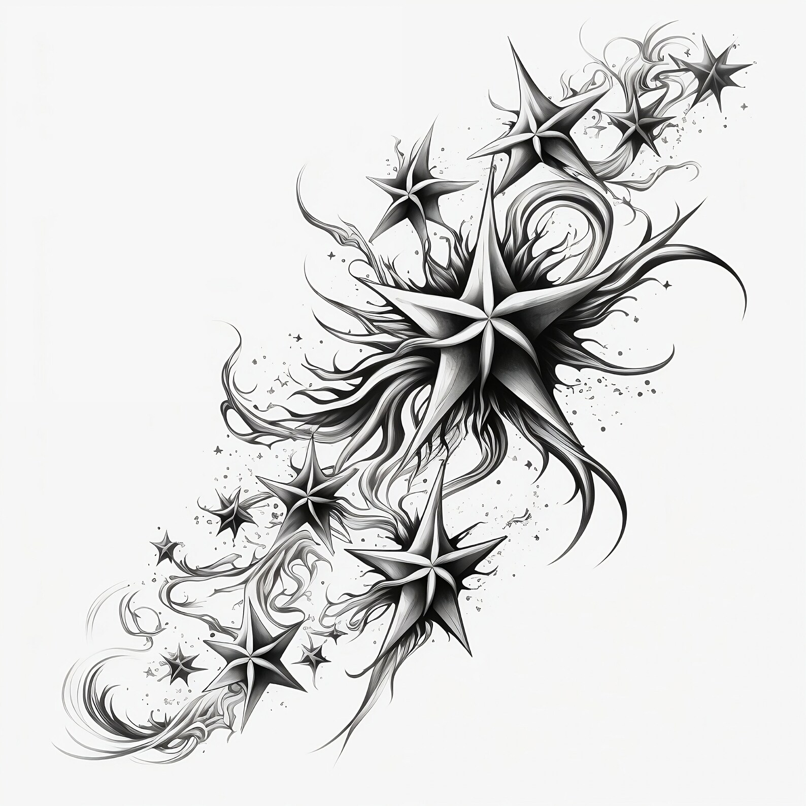 Stars Tattoo Design White Background PNG File Download High Resolution ...