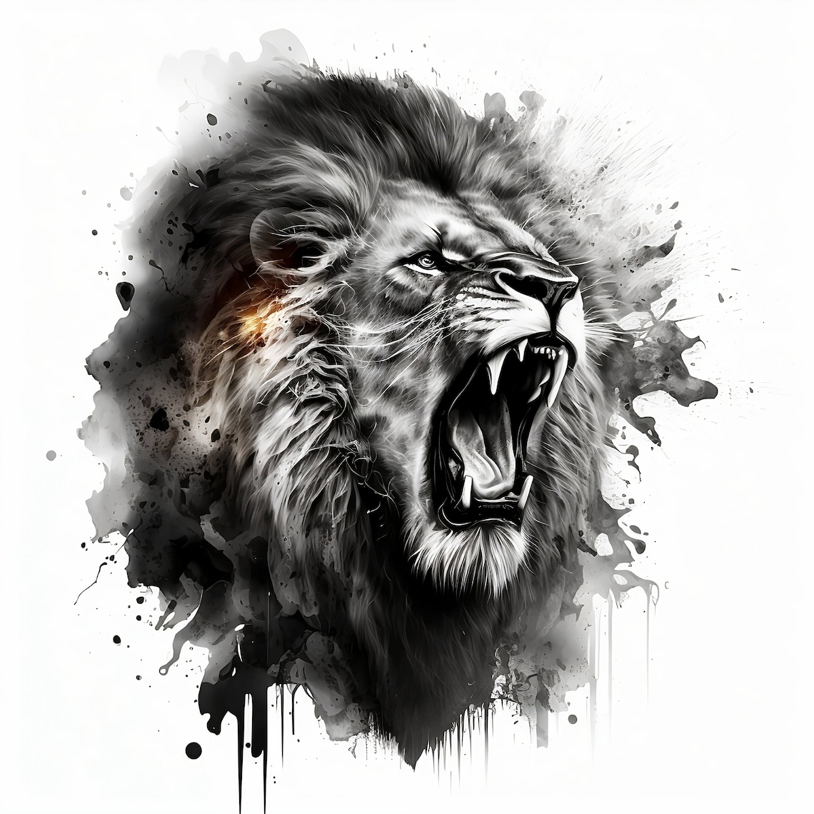 Lion Tattoo Design White Background PNG File Download High Resolution - Etsy