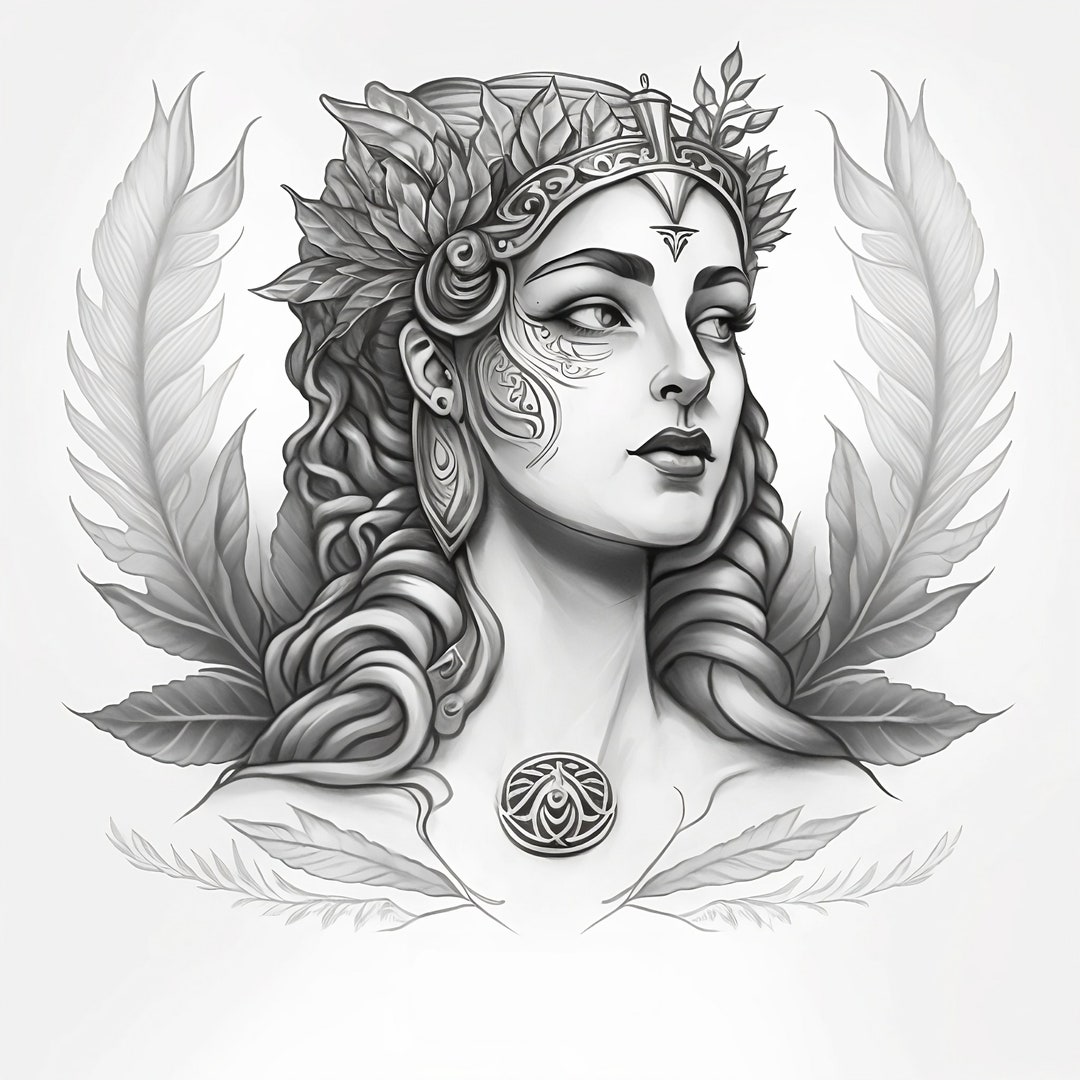 Hera Goddess of Marriage and the Family Tattoo Design White Background ...