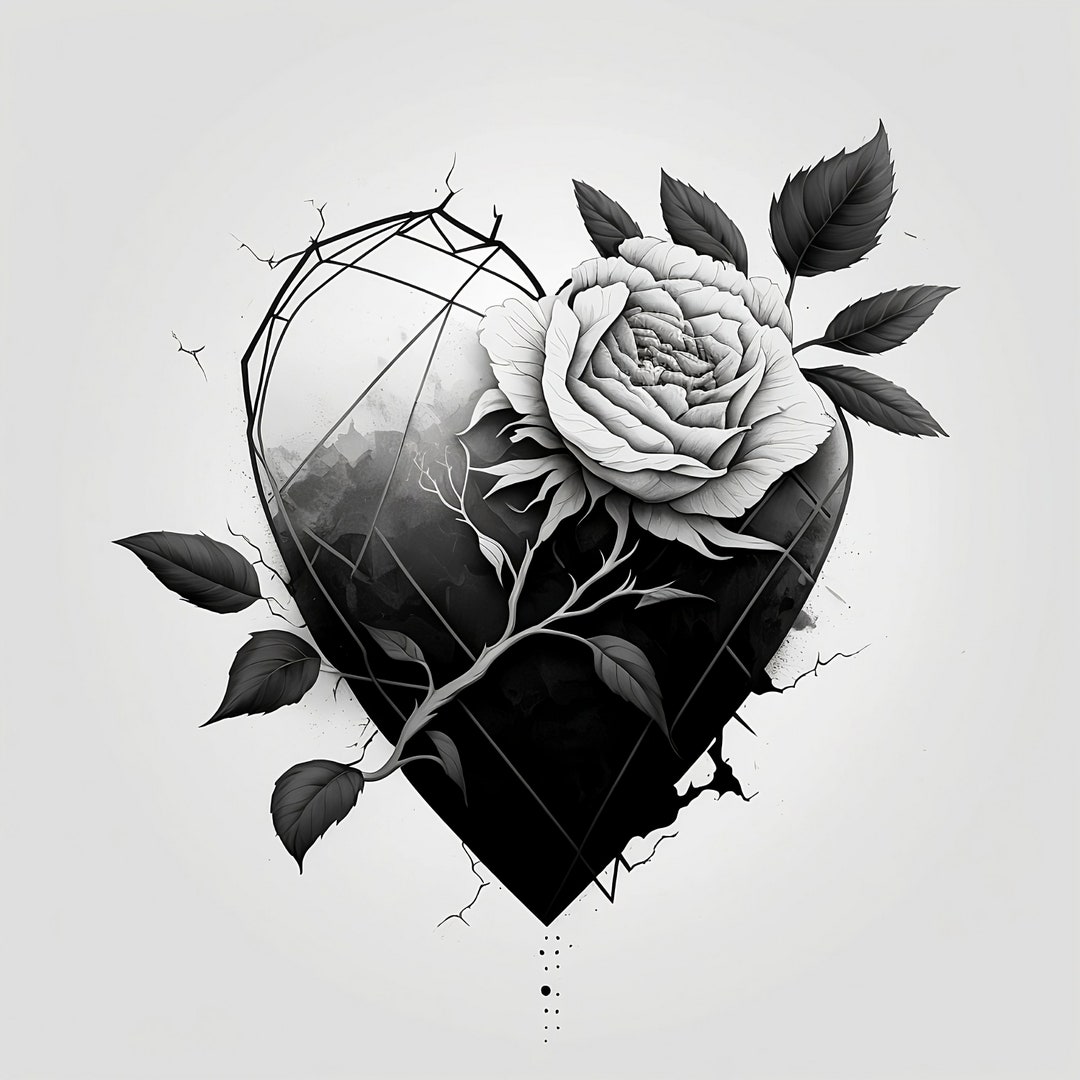 Heart Tattoo Design White Background PNG File Download High Resolution ...