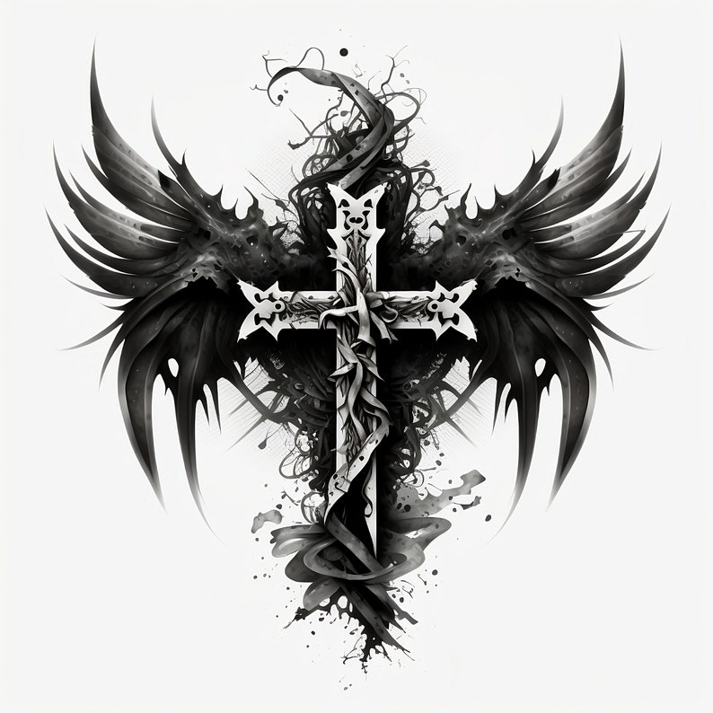 Cross Tattoo Design White Background PNG File Download High Resolution ...