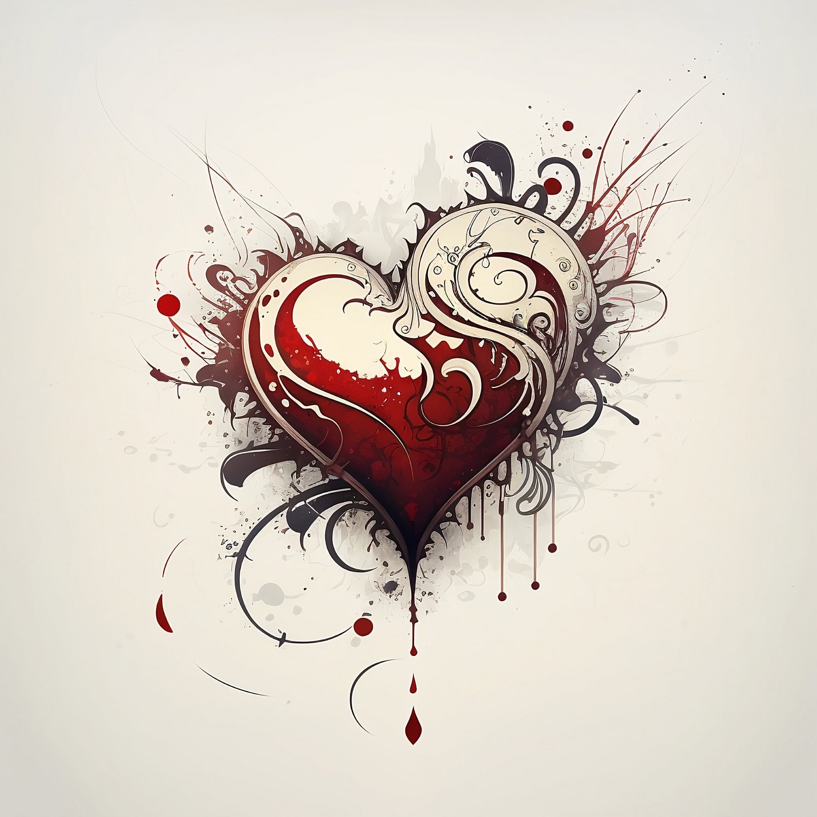 Heart Tattoo Design White Background PNG File Download High Resolution ...