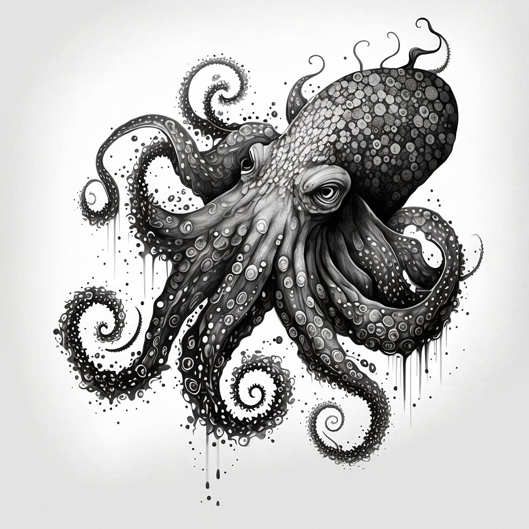 Octopus Tattoo Design White Background PNG File Download High ...