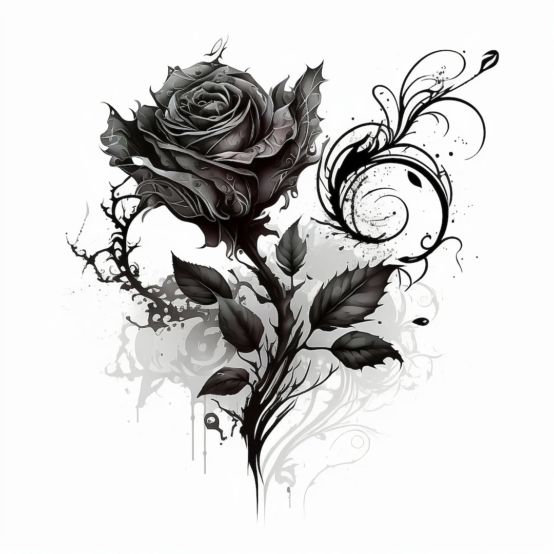 Rose Tattoo Design White Background PNG File Download High Resolution ...