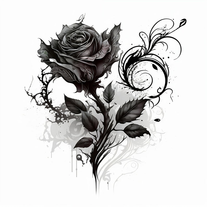 Rose Tattoo Design White Background PNG File Download High Resolution ... Rose Tattoo Design White Background PNG File Download High Resolution ...