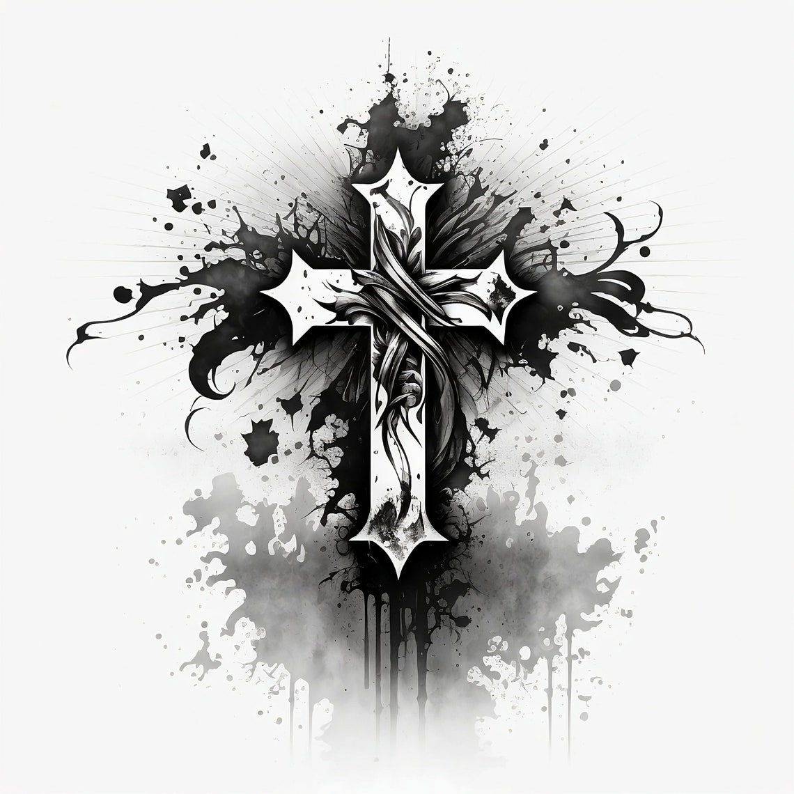Cross Tattoo Design White Background PNG File Download High Resolution ...