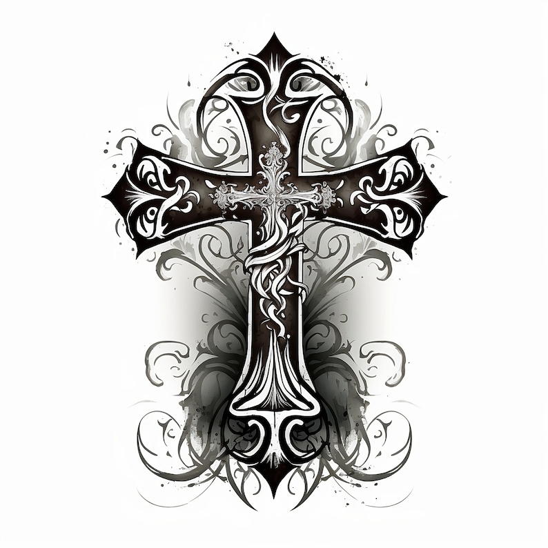 Cross Tattoo Design - White Background - PNG File Download High ...