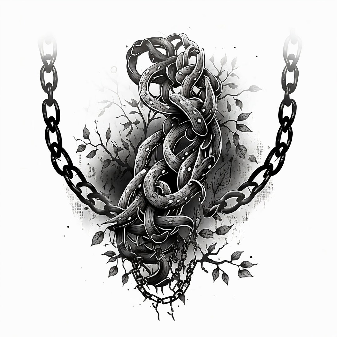 Chain Tattoo Design White Background PNG File Download - Etsy Australia